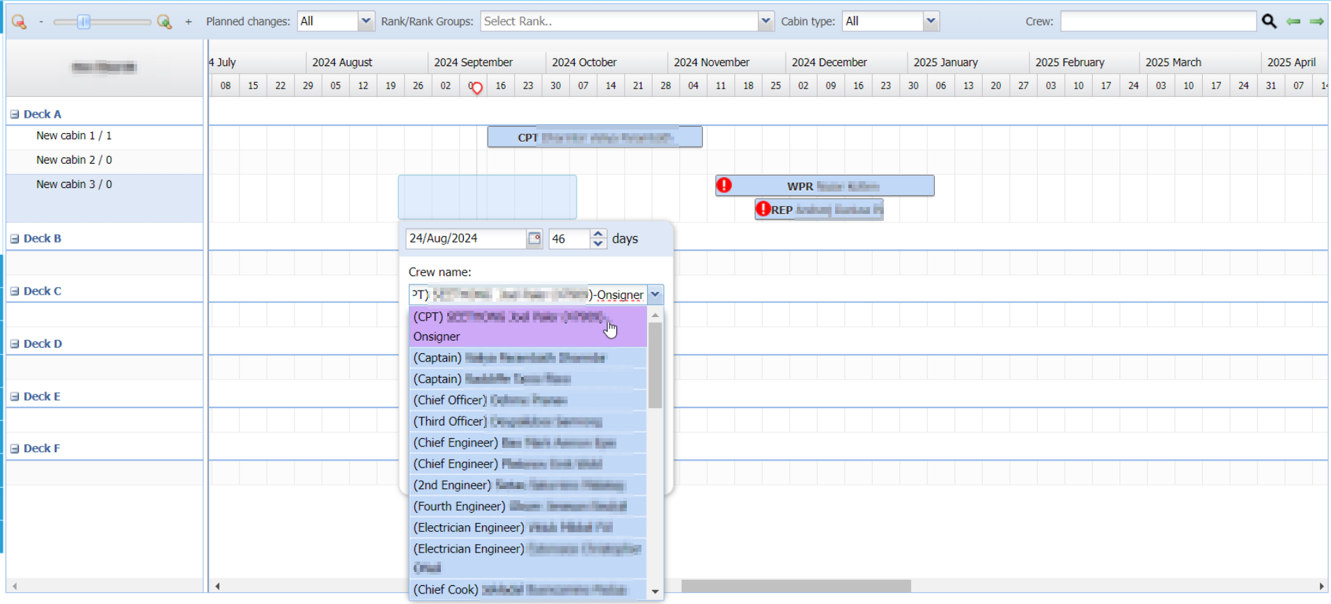 Onboard Module - Cabin allocation – Ocean Technologies Group