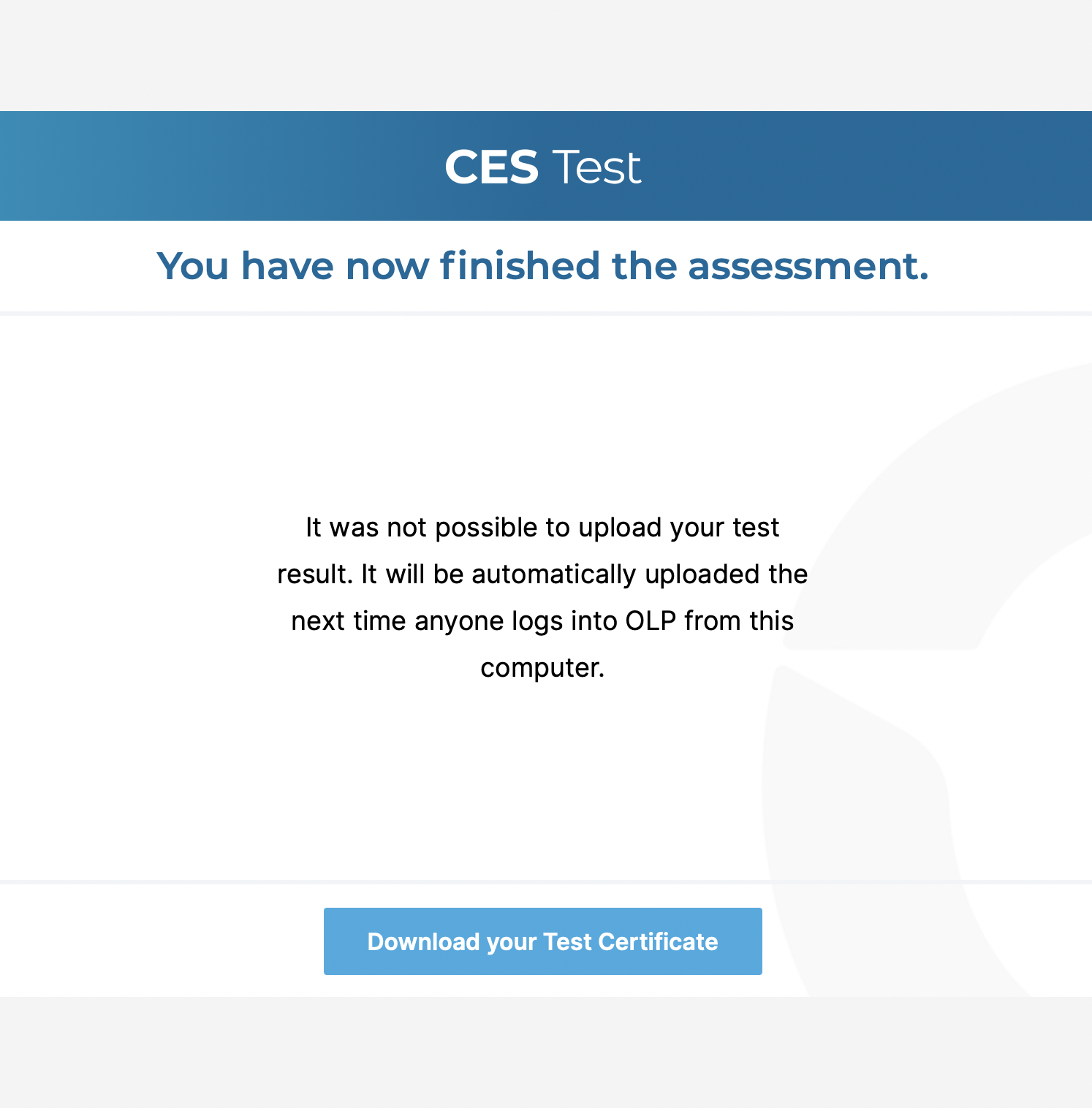 CES Test result not able to upload – Ocean Technologies Group