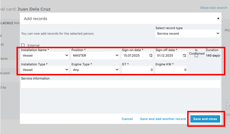 How to add a Sea Service record of a Crew to Ocean Learning Platform ...
