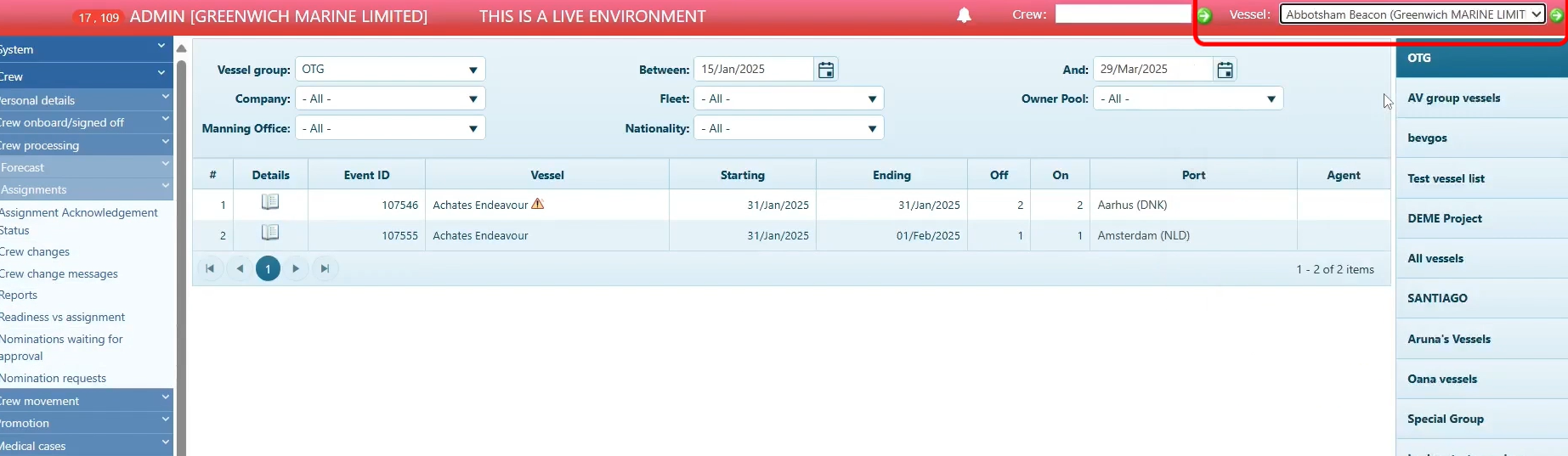 How to Assign Crew on Visual Planner on Compas? – Ocean Technologies Group
